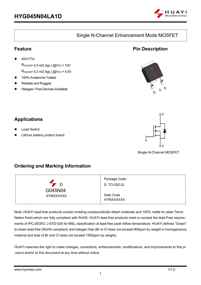 HYG045N04LA1D datasheet page 1