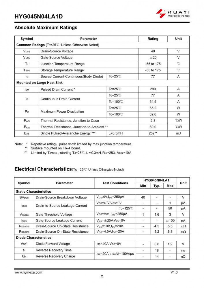 HYG045N04LA1D datasheet page 2