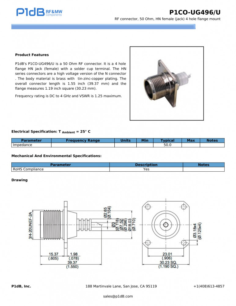 P1CO-UG496/U product documentation image, page 1