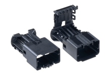 MX150 Hybrid Mat-Sealed Female Connector Assembly, Dual Row, 16 Circuits, Keying Option B, with Clipslot, Light Gray