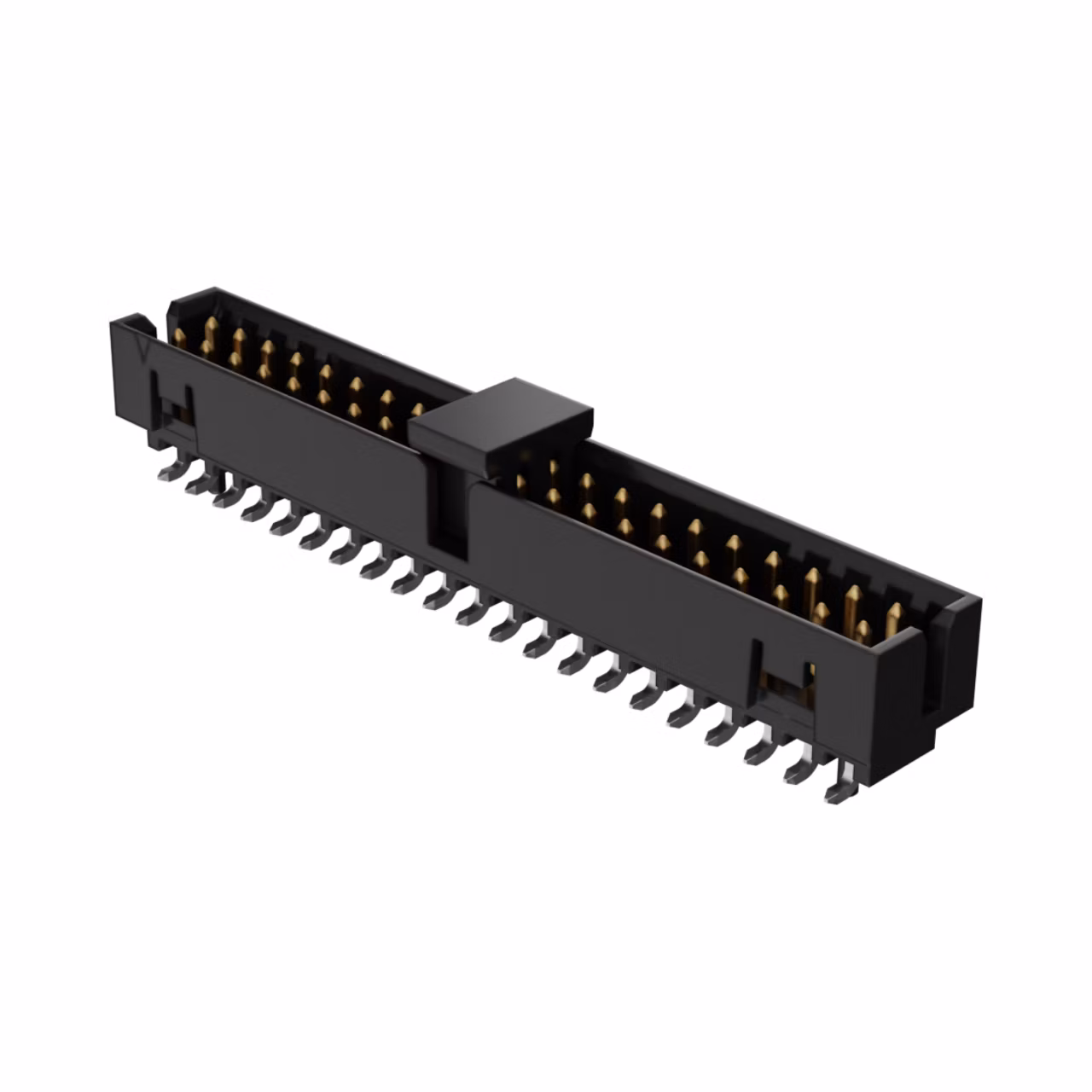 2.00mm Pitch, Milli-Grid PCB Header, Dual Row, Vertical, Surface Mount, Shrouded, 42 Circuits, 0.76µm Gold (Au) Plating, Dual Side Slots, Dual Friction Locks, Center Polarization, with Pegs, with Cap, Tape and Reel for sale