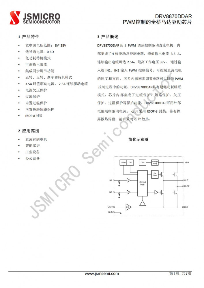 DRV8870DDAR datasheet page 1
