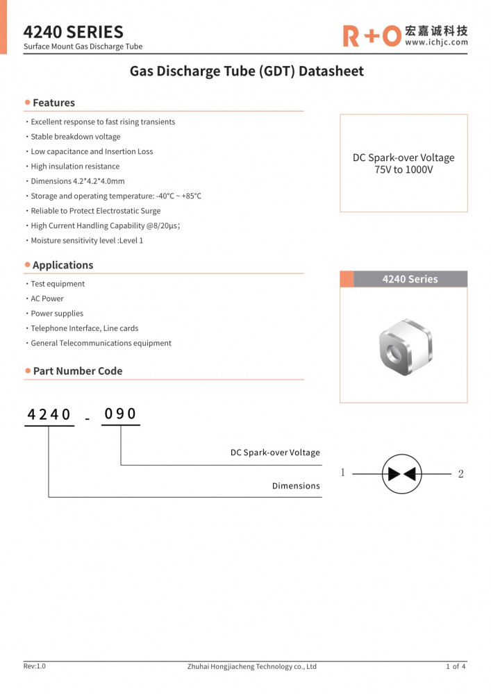 R+O 4240 series datasheet page 1