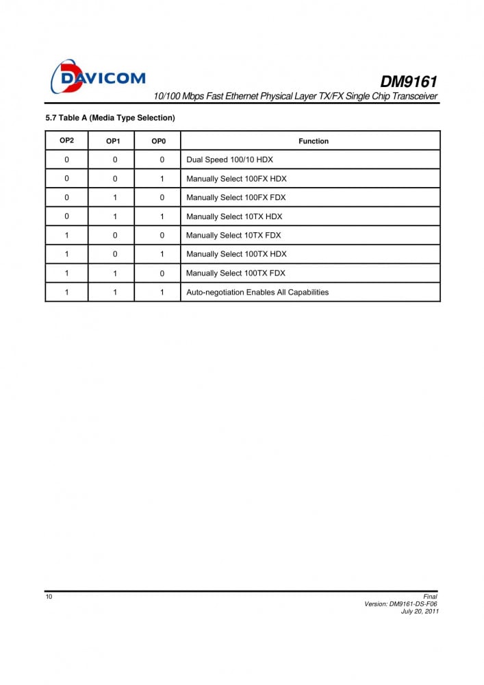 DM9161EP datasheet page 10