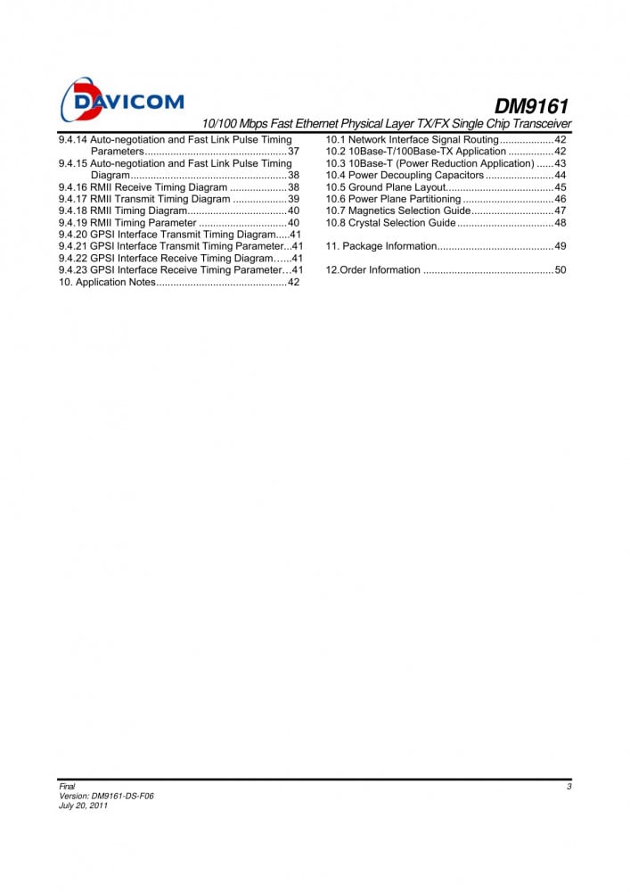 DM9161EP datasheet page 3
