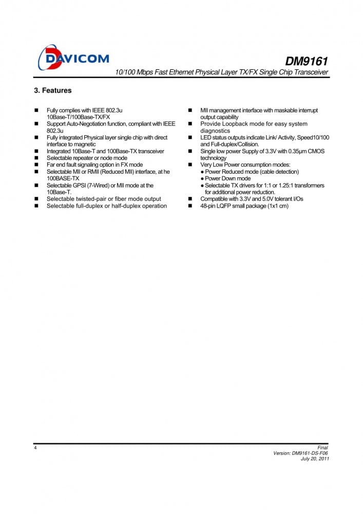DM9161EP datasheet page 4