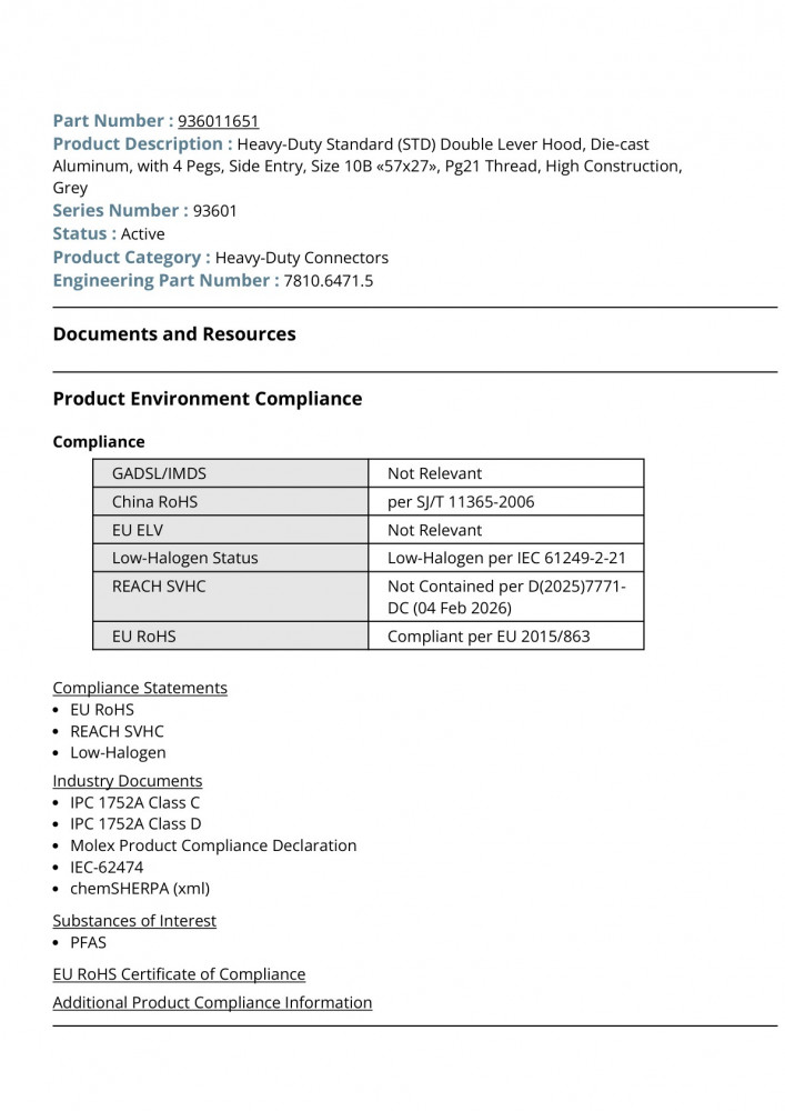 936011651 product document image, page 1
