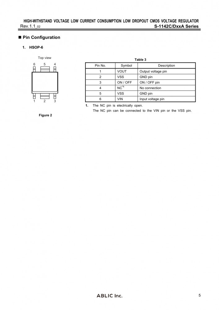 S-1142C/DxxA datasheet page 5
