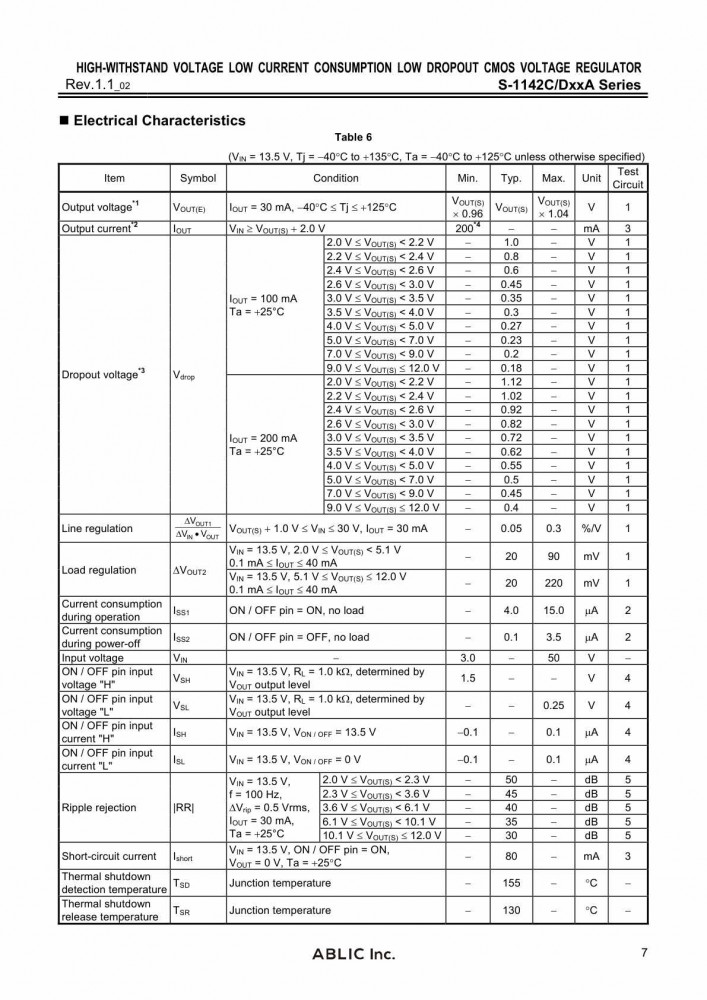 S-1142C/DxxA datasheet page 7