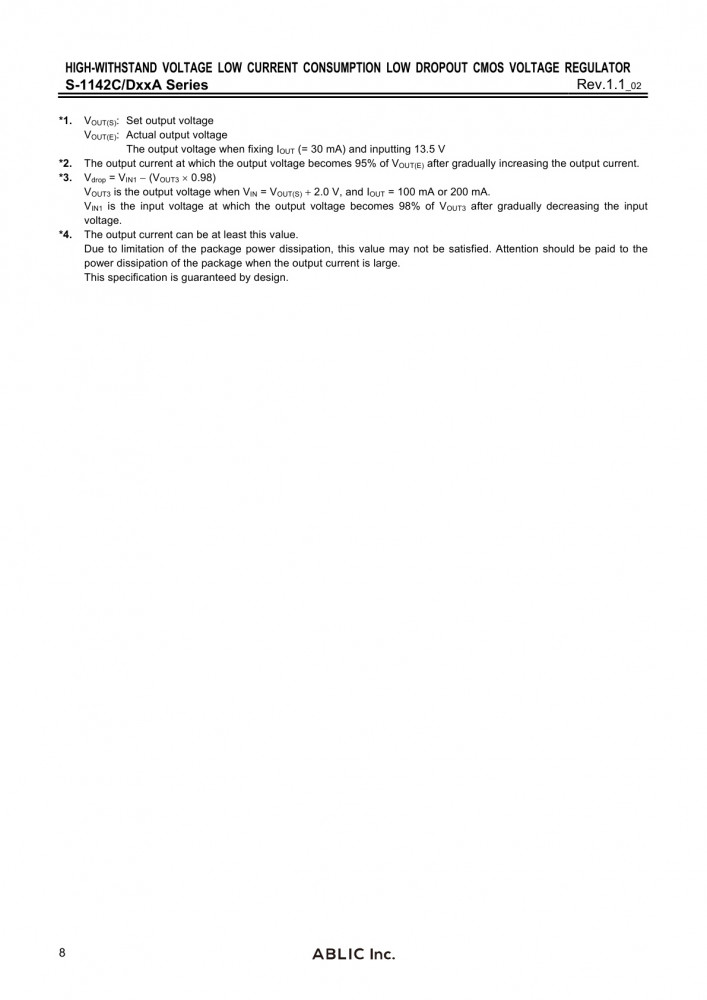 S-1142C/DxxA datasheet page 8