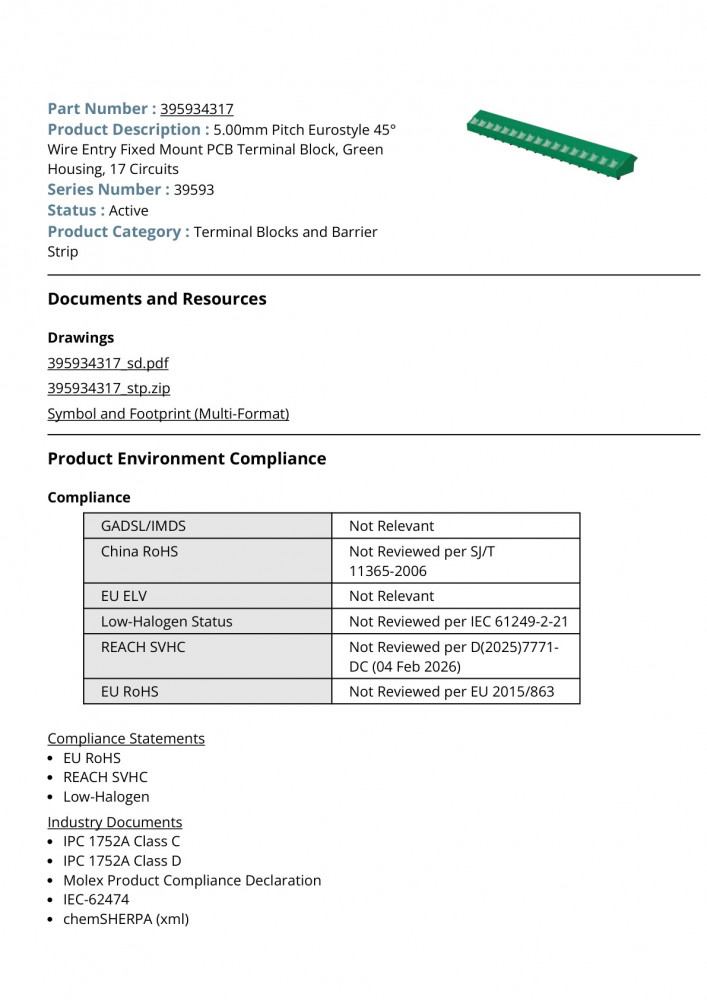 MOLEX product document image, page 1