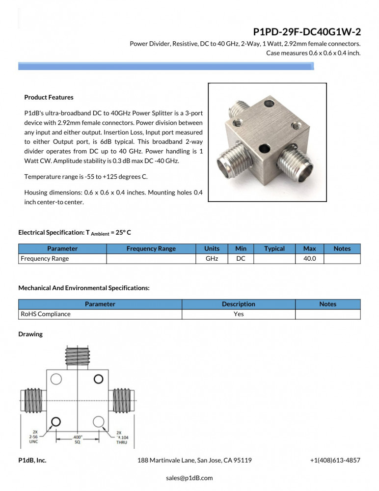 P1PD-29F-DC40G1W-2 technical document image, page 1