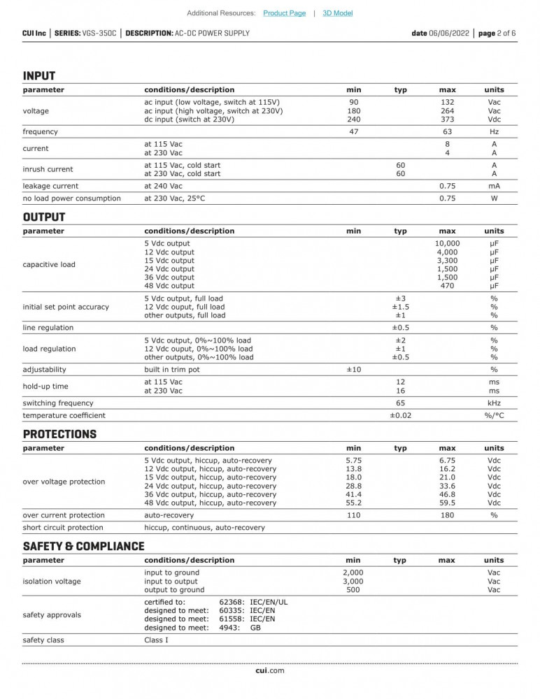 VGS-350C-15 datasheet page 2