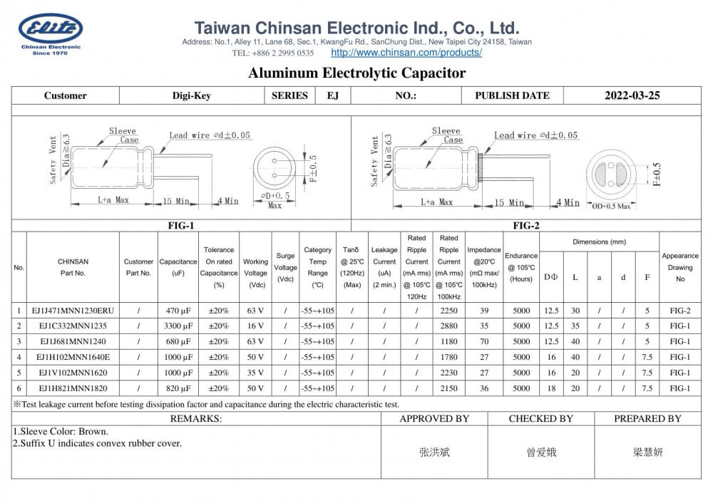 Chinsan EJ series datasheet page 10