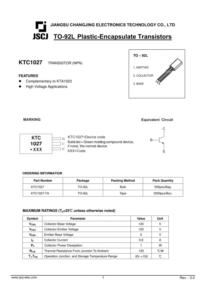 KTC1027 datasheet page 1