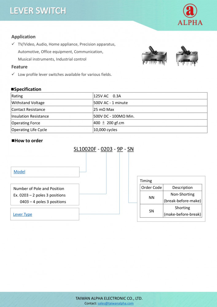 SL10050F technical document page 1
