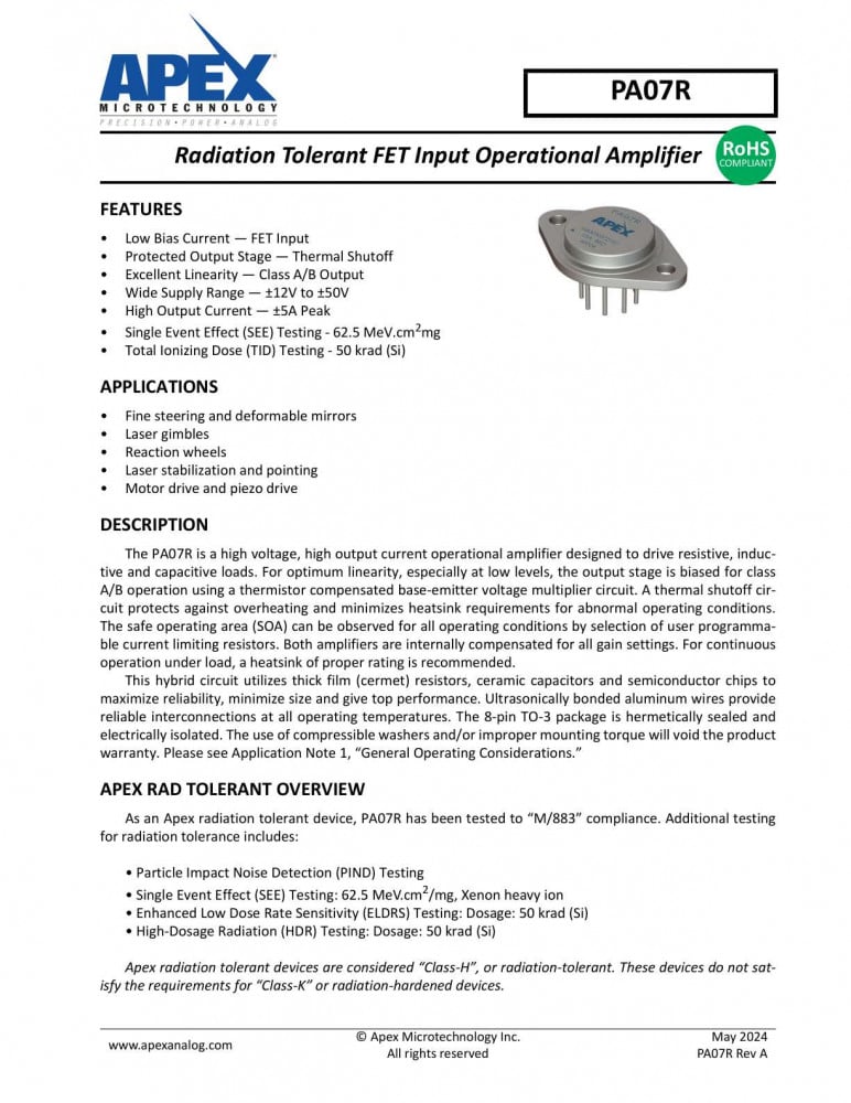 PA07R datasheet page 1
