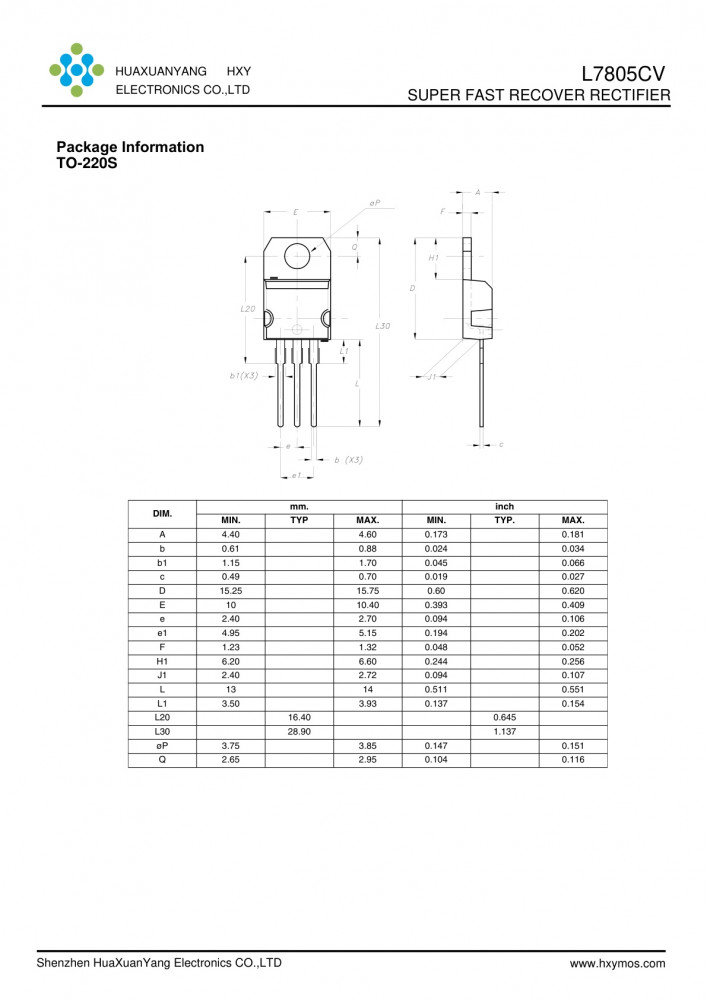 L7805CV-HXY datasheet page 3