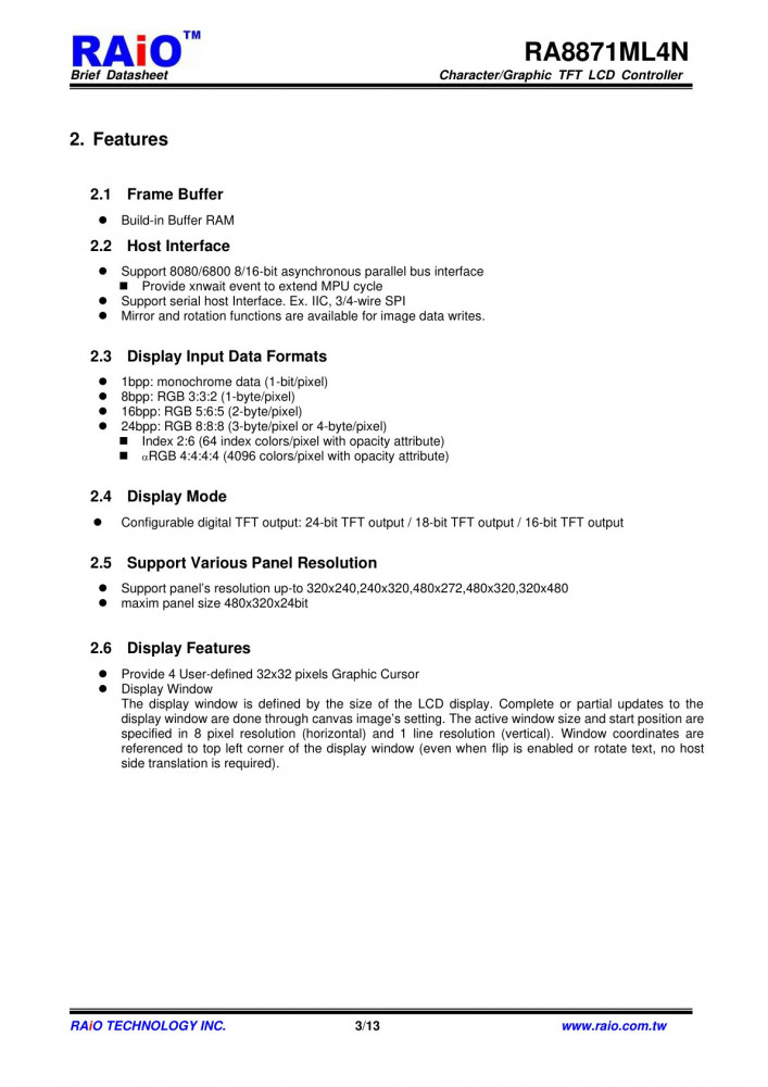 RA8871M technical document page 3