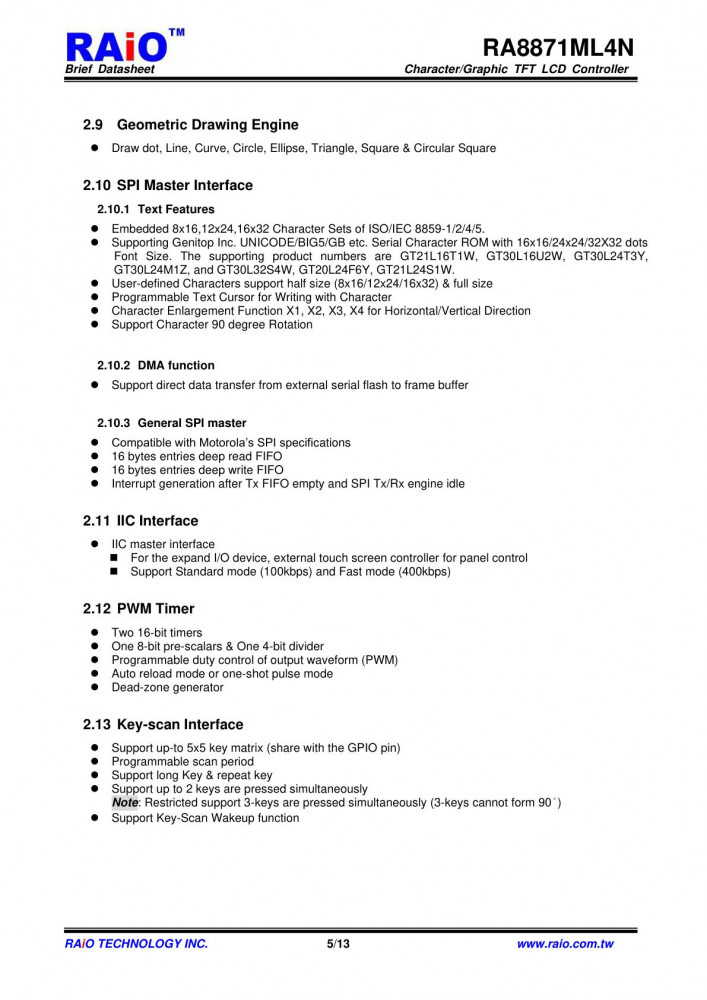 RA8871M technical document page 5