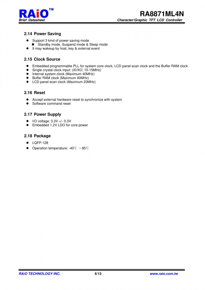 RA8871M technical document page 6