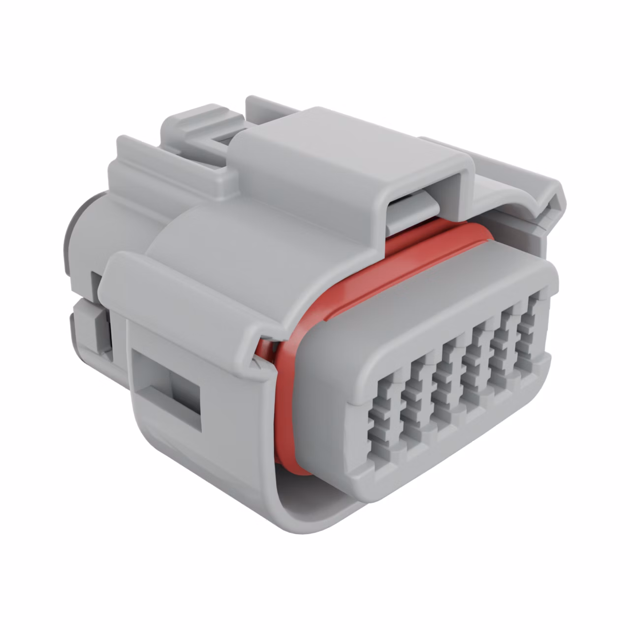 Mini50 Sealed Receptacle, Single Row, without CPA, 10 Circuits, Polarization Option B, Light Gray