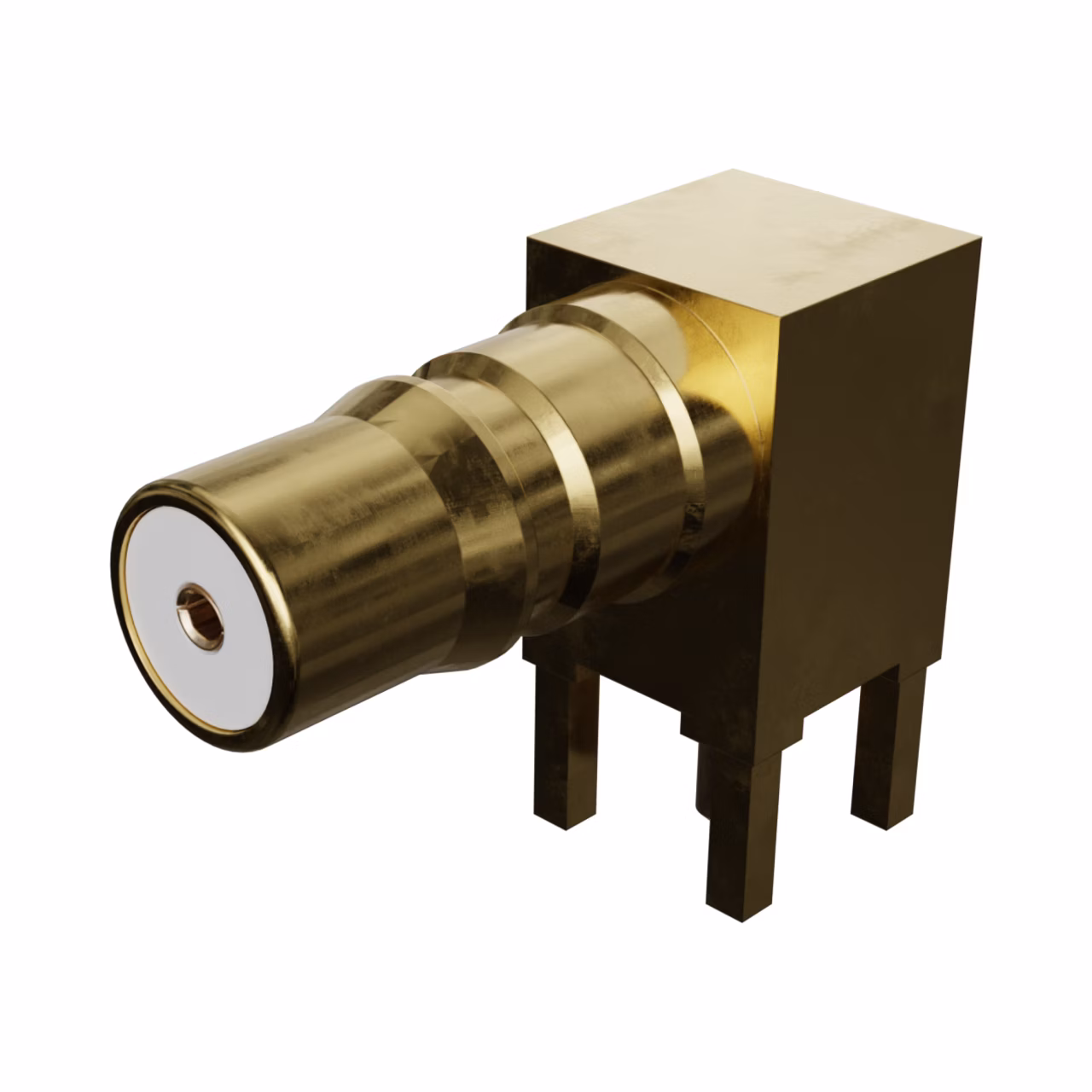 QMA Jack, Right-Angle, PCB Receptacle, Through Hole, Brass Body, Gold (Au) Plated, Tray, 50 Ohms for sale
