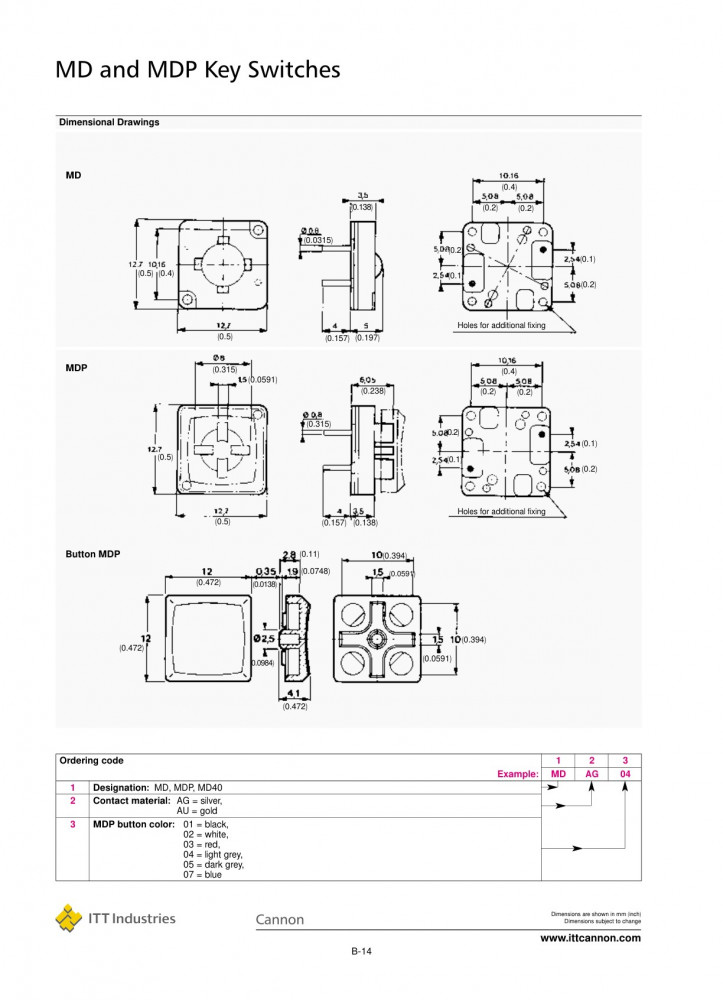 C&K MD and MDP disc keyswitch technical document page 2
