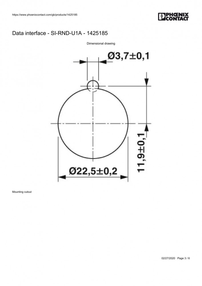 Phoenix Contact 1425185 technical document page 3