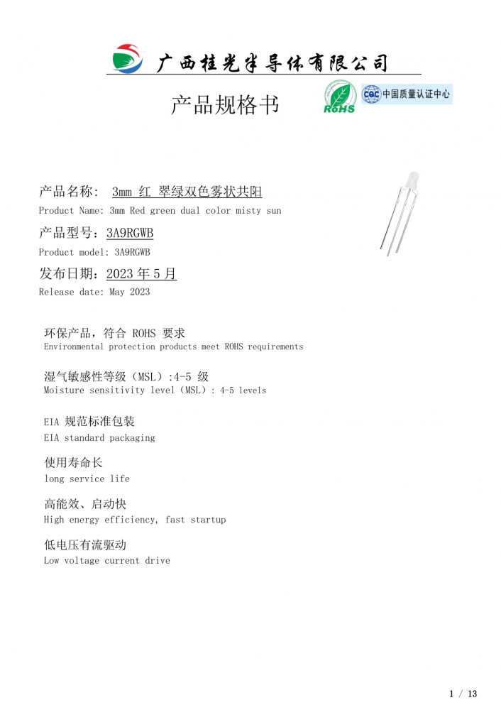 3A9RGWB datasheet page 1