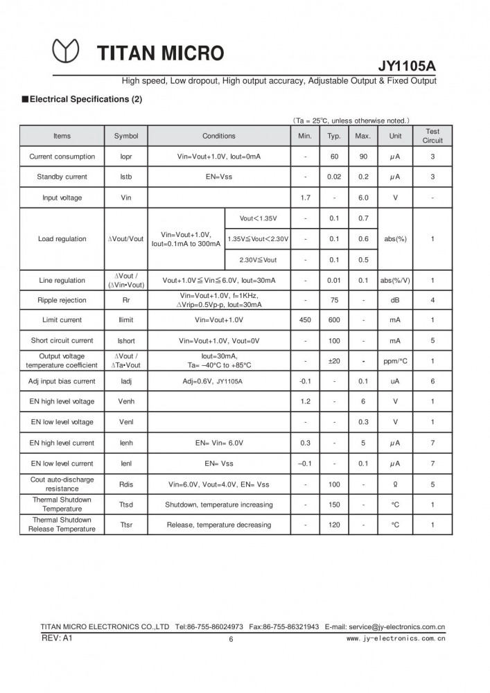 JY1105A datasheet page 6