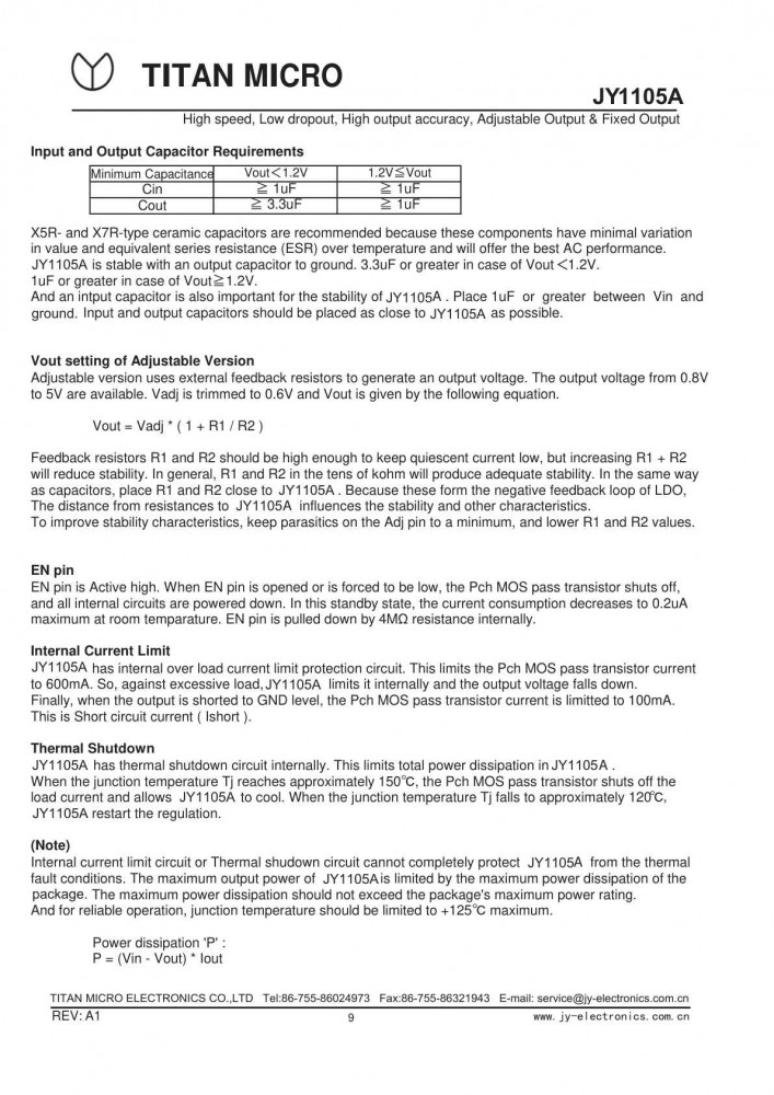 JY1105A datasheet page 9