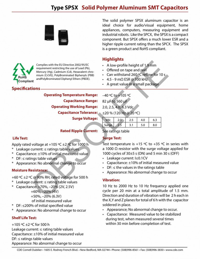 SPSX datasheet page 1