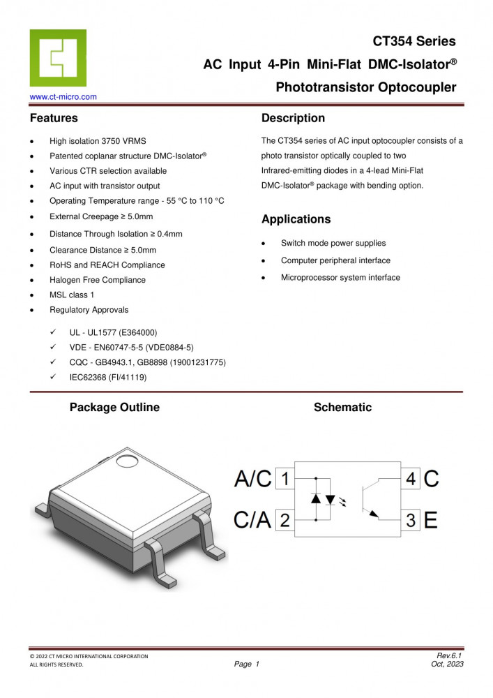 CT354 datasheet page 1