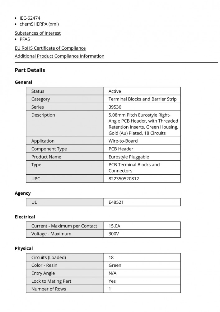 ESE Eurostyle terminal blocks product specification page 2