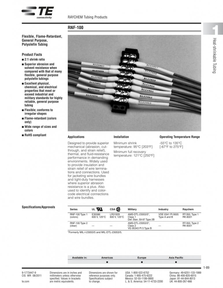 TE Connectivity RNF-100 technical document page 1