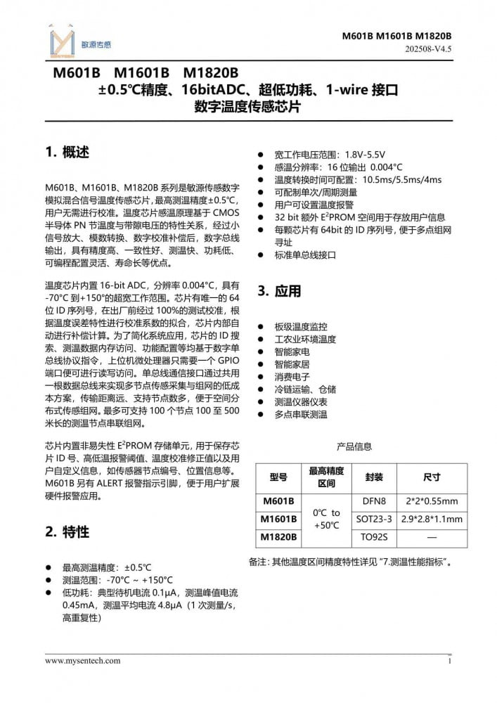 M1820B datasheet page 1