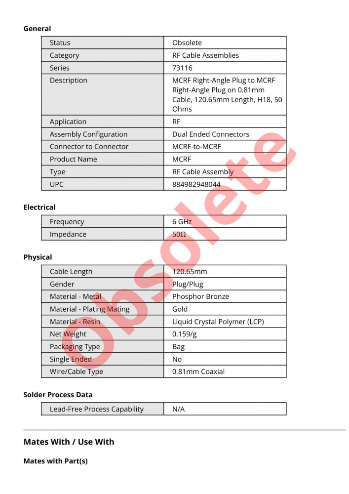 Technical document image 2 for MOLEX 731160191