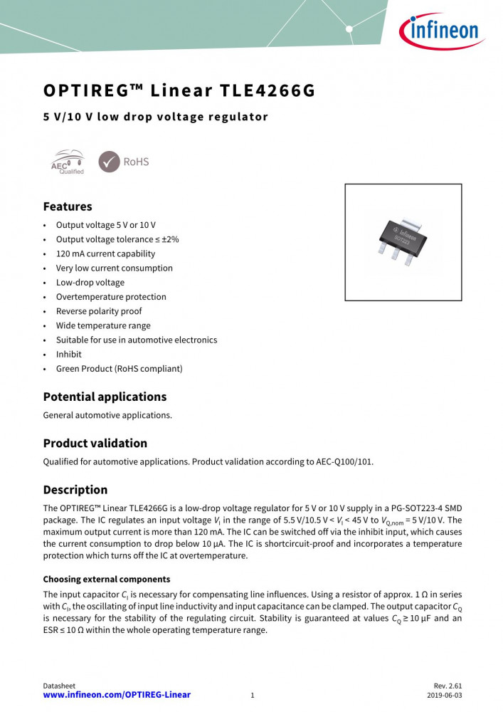 TLE4266GS V10 datasheet page 1
