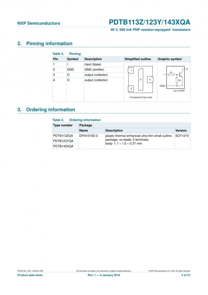 PDTB113ZQAZ datasheet page 3