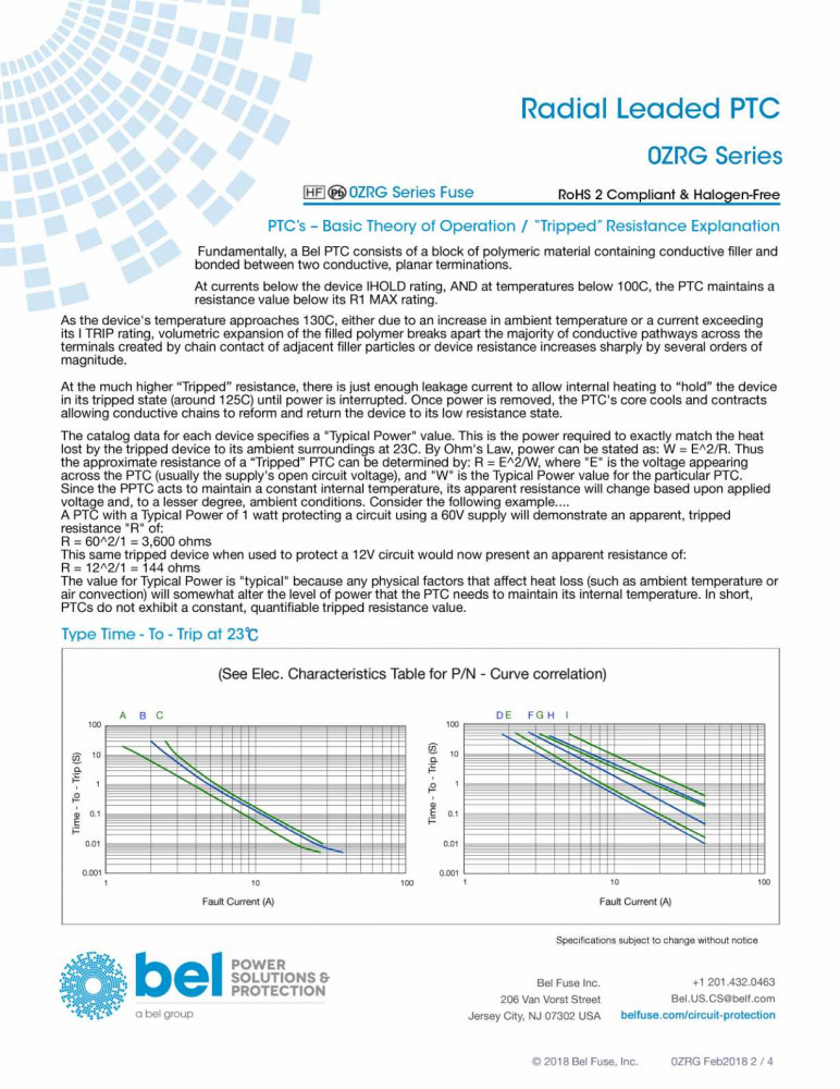 Bel Fuse 0ZRG series datasheet page 2