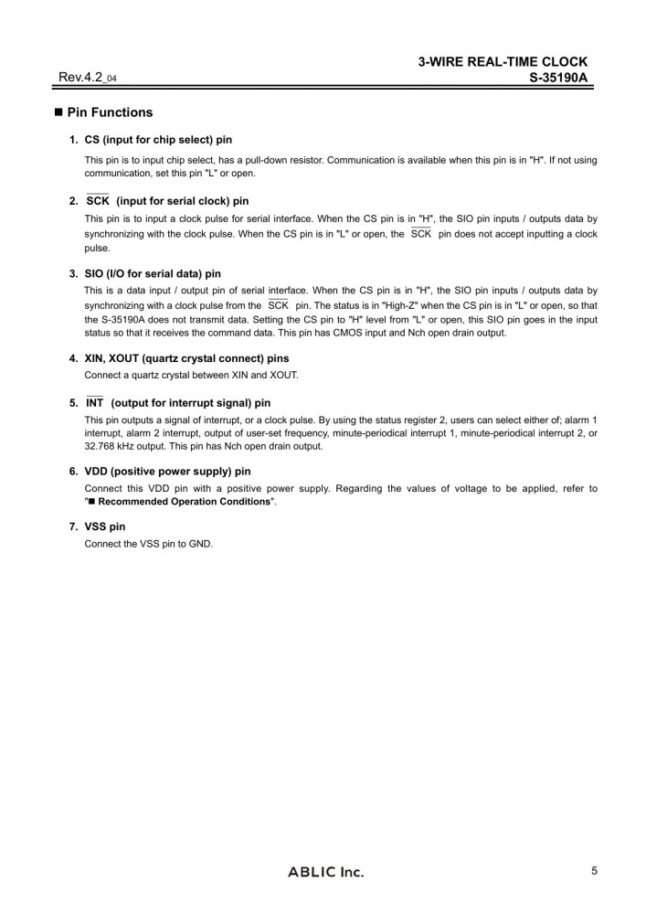 S-35190A datasheet page 5