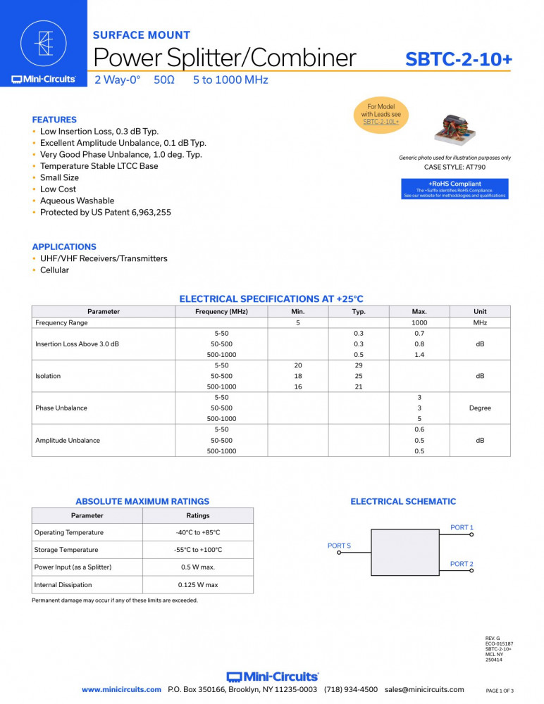 SBTC-2-10+ datasheet page 1