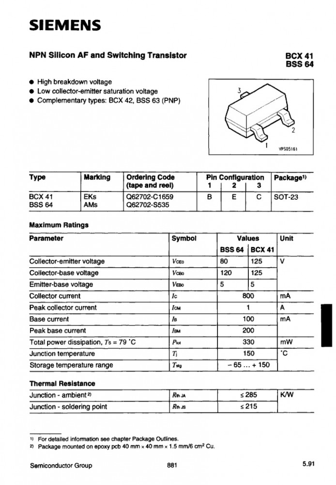 BSS64E6327 technical document page 1