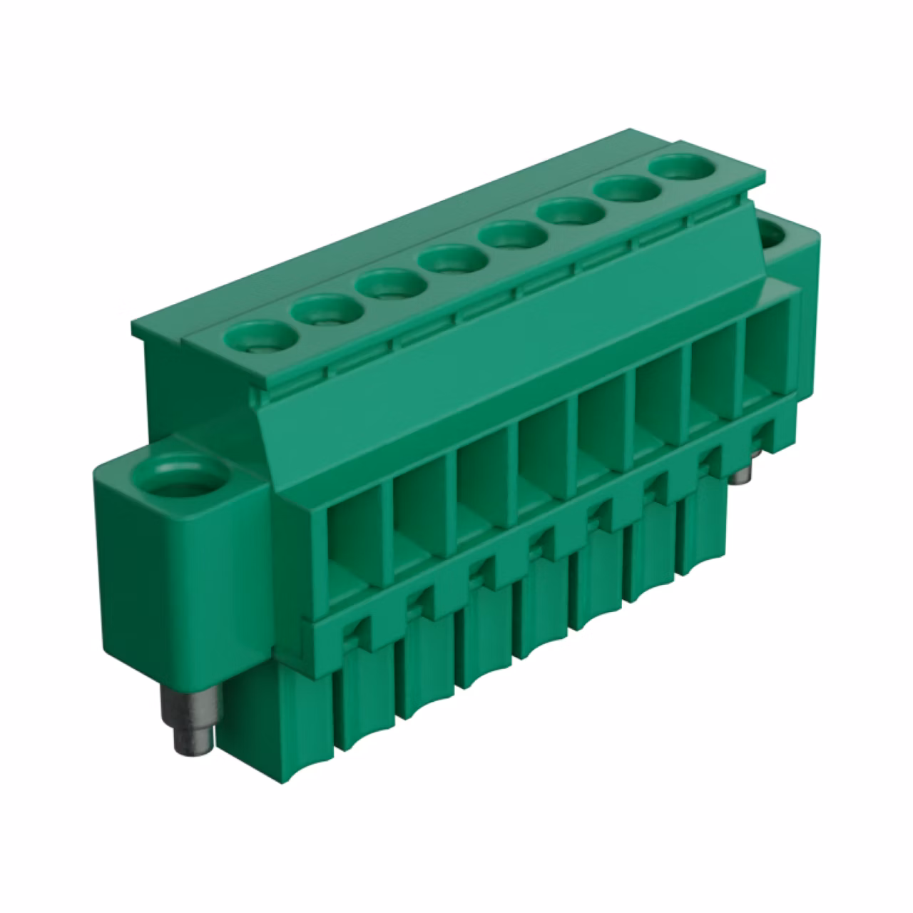 3.50mm Pitch Eurostyle Vertical Plug, with Retention Screws, Rear Wire Entry, Green Housing, 8 Circuits for sale
