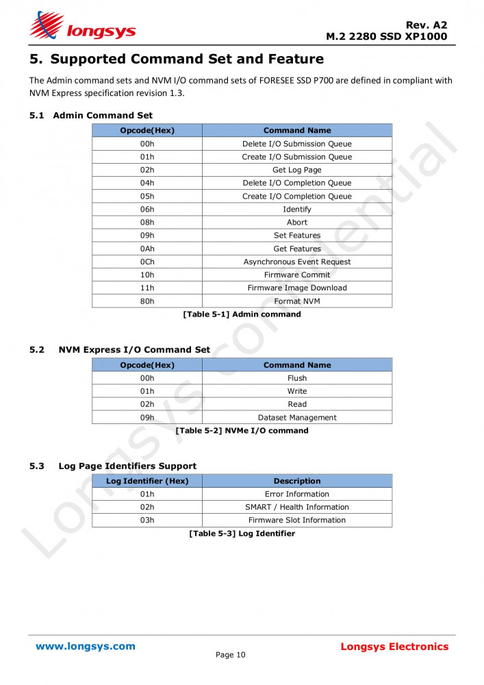 FORESEE XP1000 datasheet page 10