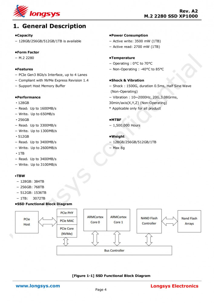 FORESEE XP1000 datasheet page 4