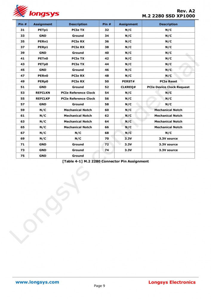 FORESEE XP1000 datasheet page 9