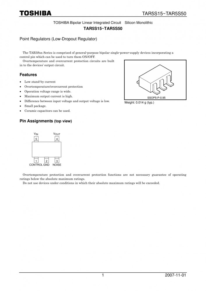 TAR5S33 datasheet page 1