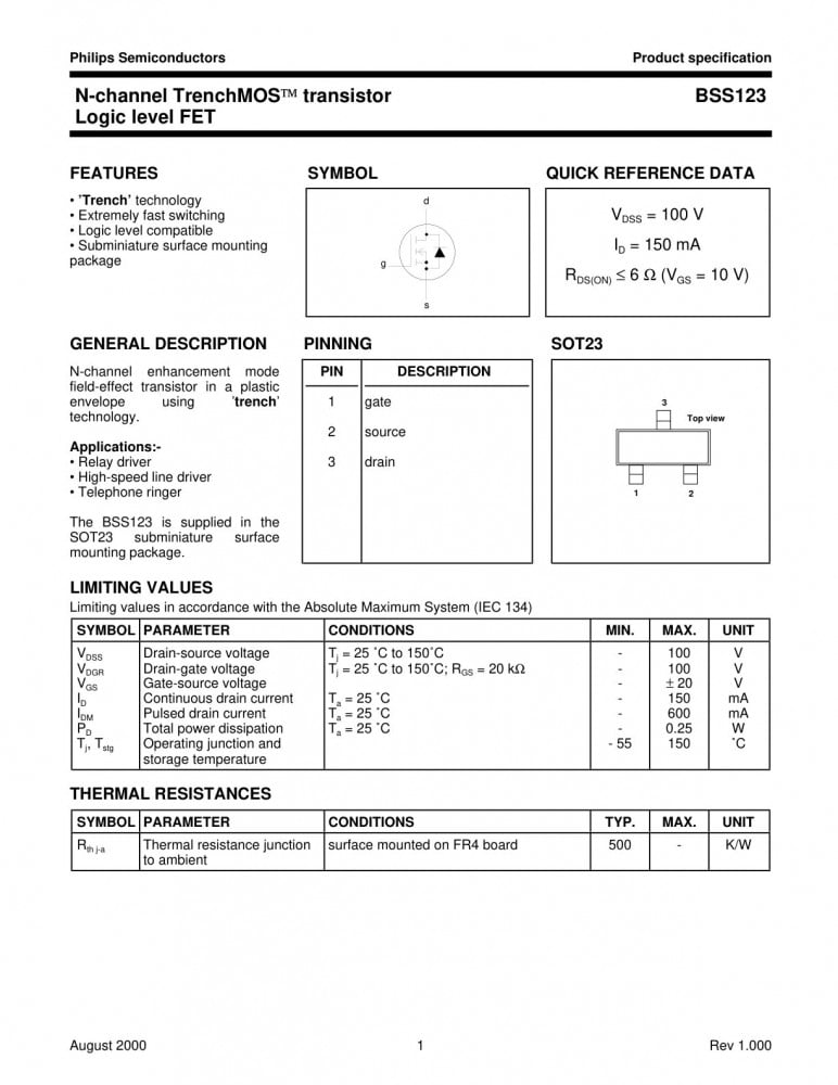 BSS123 datasheet page 2